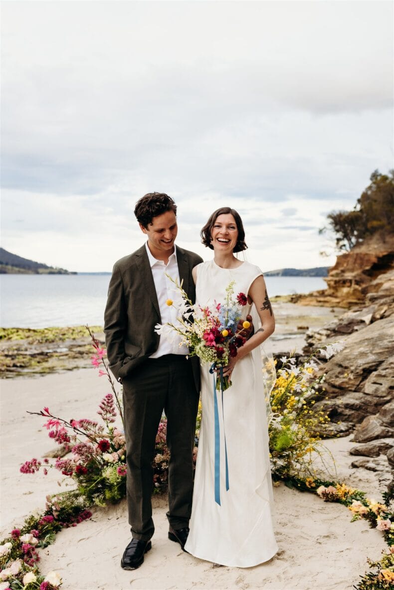 Lucy & Julian’s Intimate Hobart Elopement on Coningham Beach